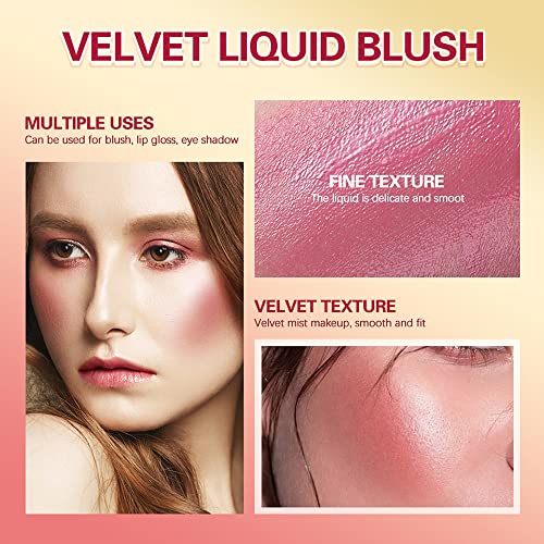 Cream Blush Liquid Wand Matte Blush Stick for Cheeks, Face Tint Silky Soft Long-Lasting Face Blush Makeup, Cruelty-Free (2#)