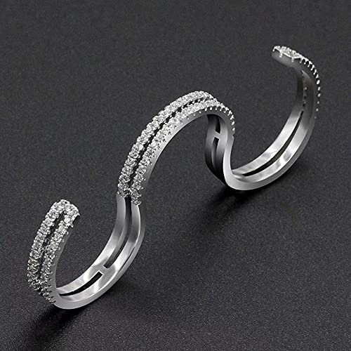 Dinuo Exquisite micro-inlaid three-finger women's ring Adjustable size with AAA cubic zirconia classic finger ring, ins trendy and cool niche design, style, fashionable personality, light luxury tail