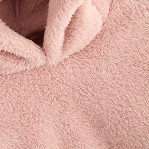 Womens Casual Hooded Sweatshirt Loose Drawstring Pullover Hoodies Long Sleeve Solid Bear Ear Sweatshirt Tops