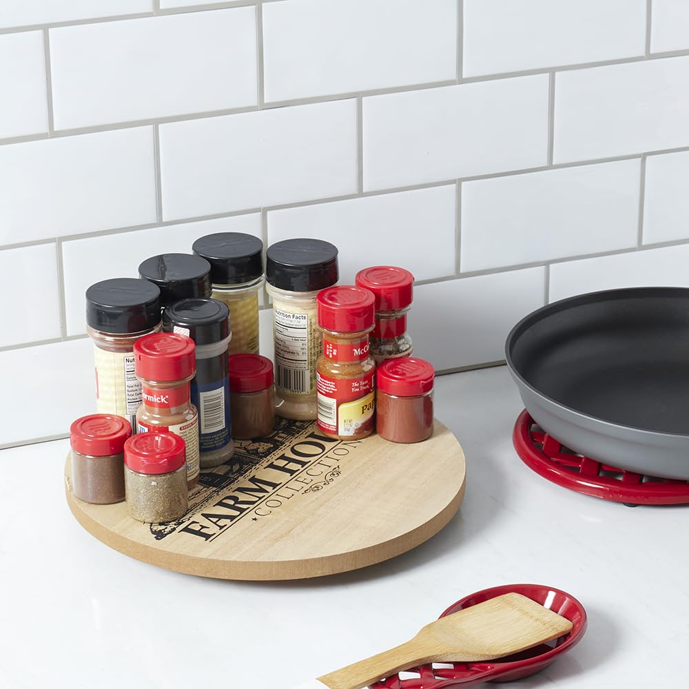 Cast Iron Kitchen Pantry Ware Bundle (2 Piece Set) In Matte Black ; Includes Napkin Holder & Farmhouse Lazy Susan | By Home Basics