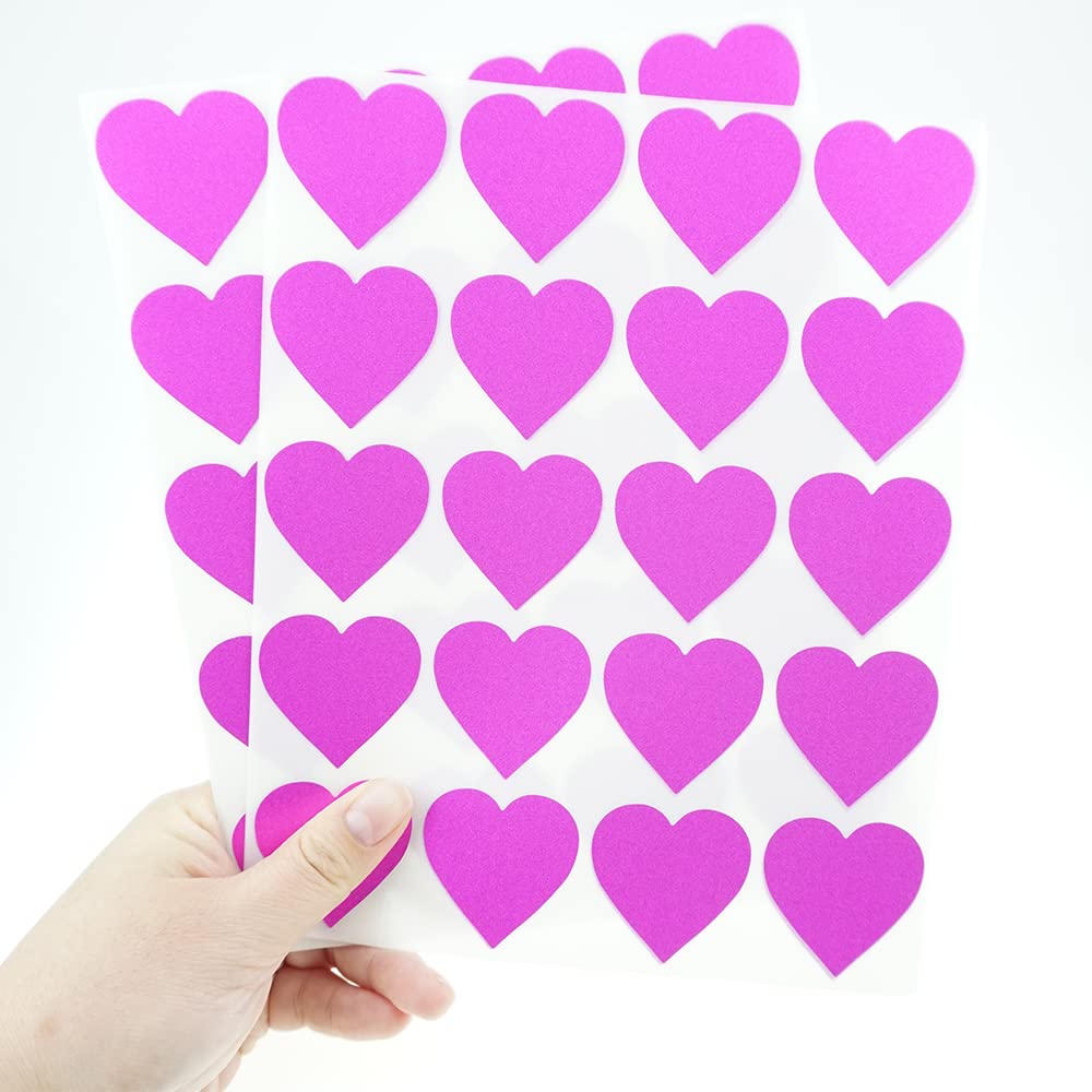 FAZHBARY 10 Sheets Hot Pink Heart Stickers DIY Heart Shaped Stickers Envelope Seal Gift for Valentine's Day Labels