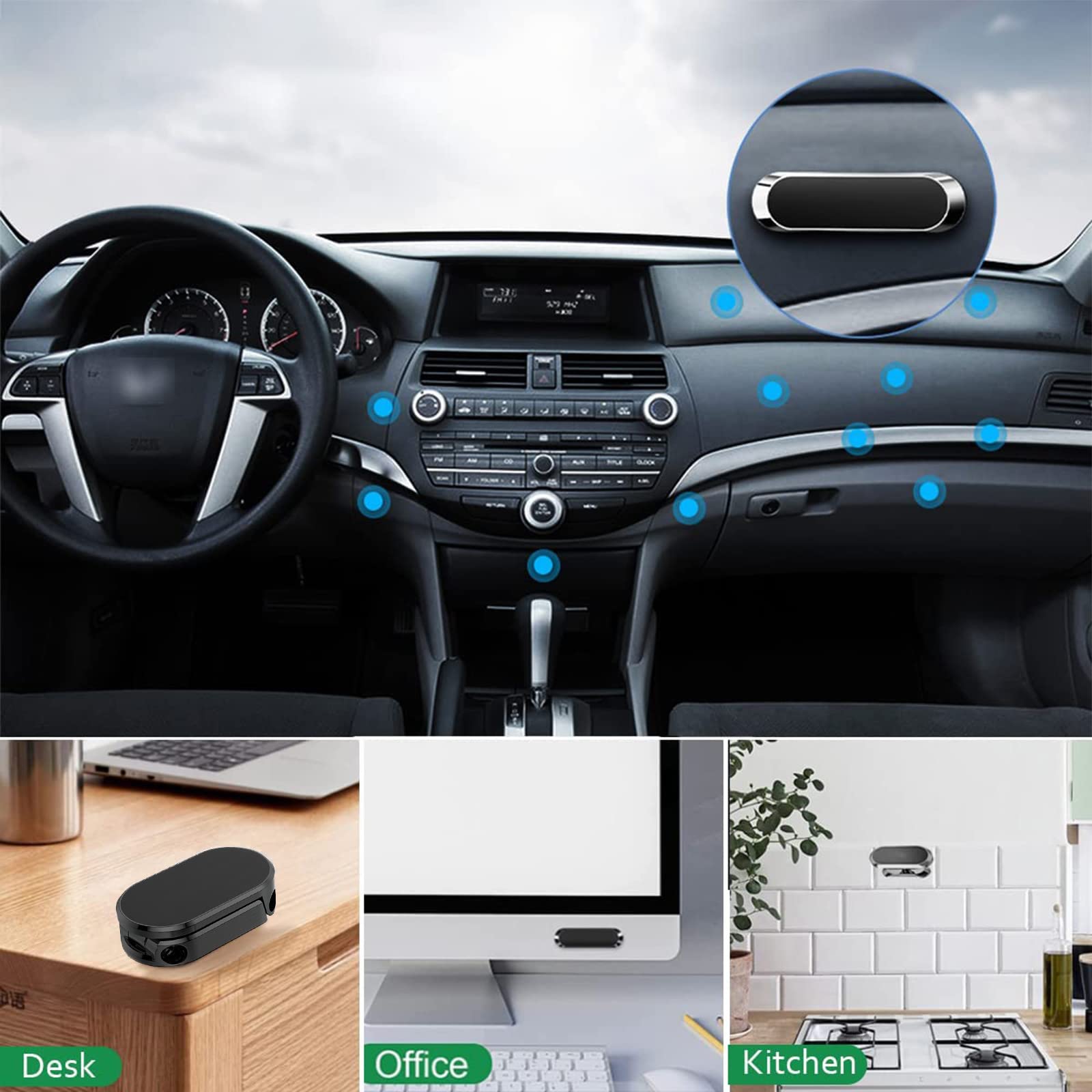 FEELNOW 2023 New Alloy Folding Magnetic Car Phone Holder, Magnetic 360° Car Phone Holder Stand Dashboard Folding Bracket Universal (Black)