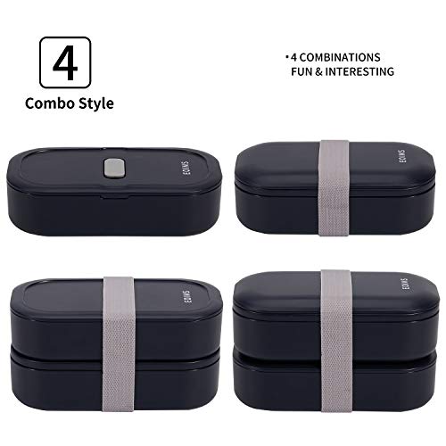 EOIMS Bento Box Adult Lunch Box with Cutlery 2 Compartments 40oz Leak-Proof Japanese Food Storage Containers Microwave and Dishwasher Safe