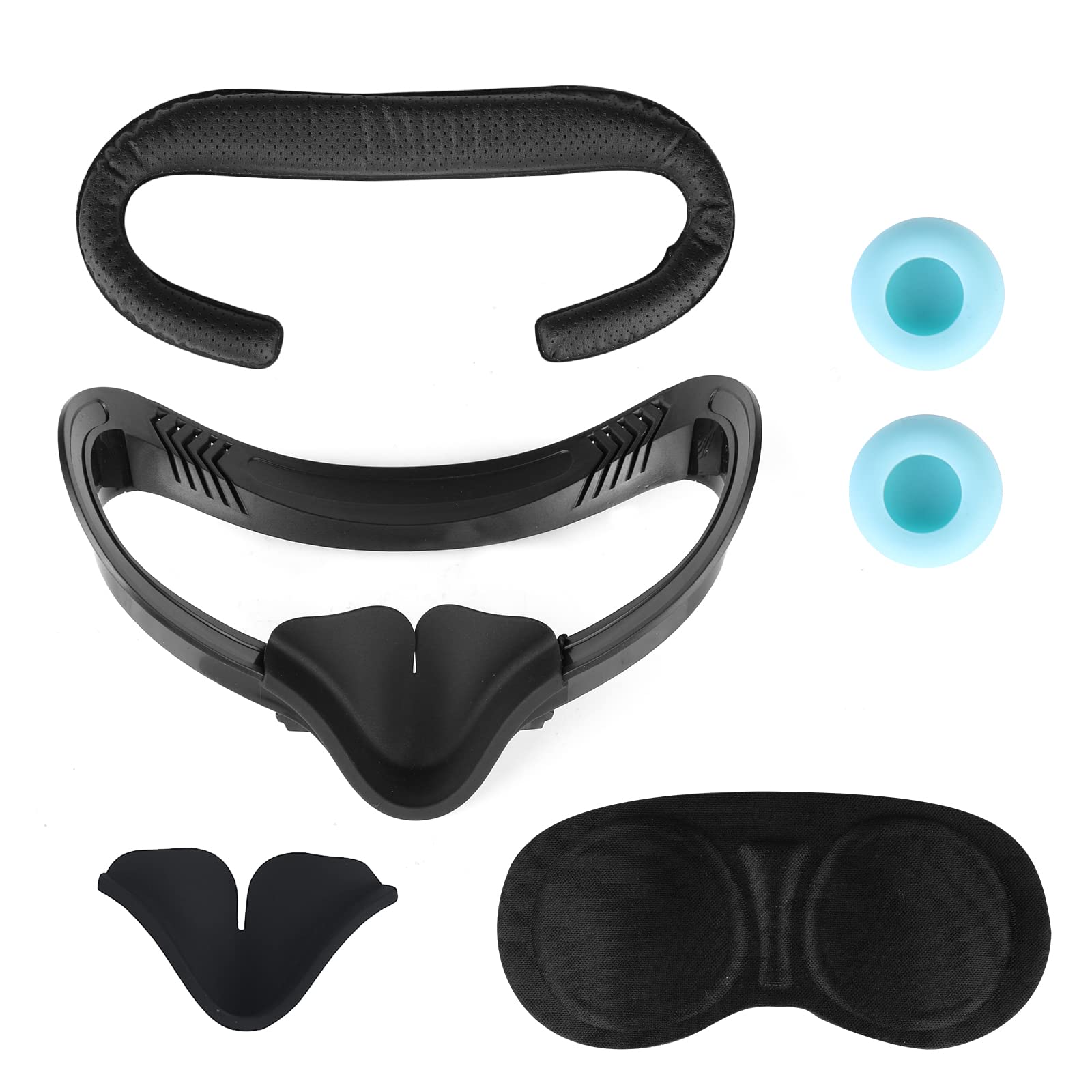 Face Cushion Cover Glasses Spacer: Lens Dust Protector for Oculus Quest 2 VR Headset Thumbstick Cap Anti Leakage Nose Pad 7 Pack PU Leather Foam Face Cover for Meta Quest 2