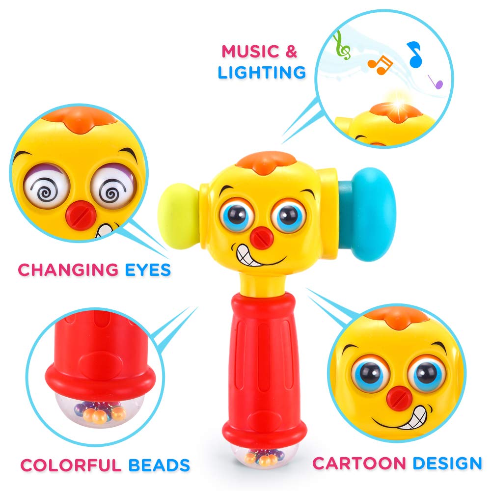 VATOS Musical Light Hammer Toy for Babies 12-18 Months - Infant Hammer with Sounds and Lights for 1 Year Olds