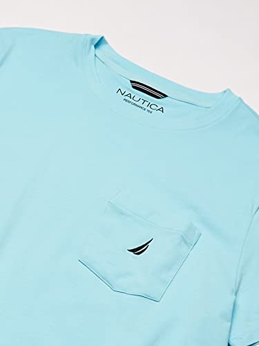 Nautica mens Solid Crew Neck Short-sleeve Pocket T-shirt T Shirt, Bright Aqua Blue, XX-Large US