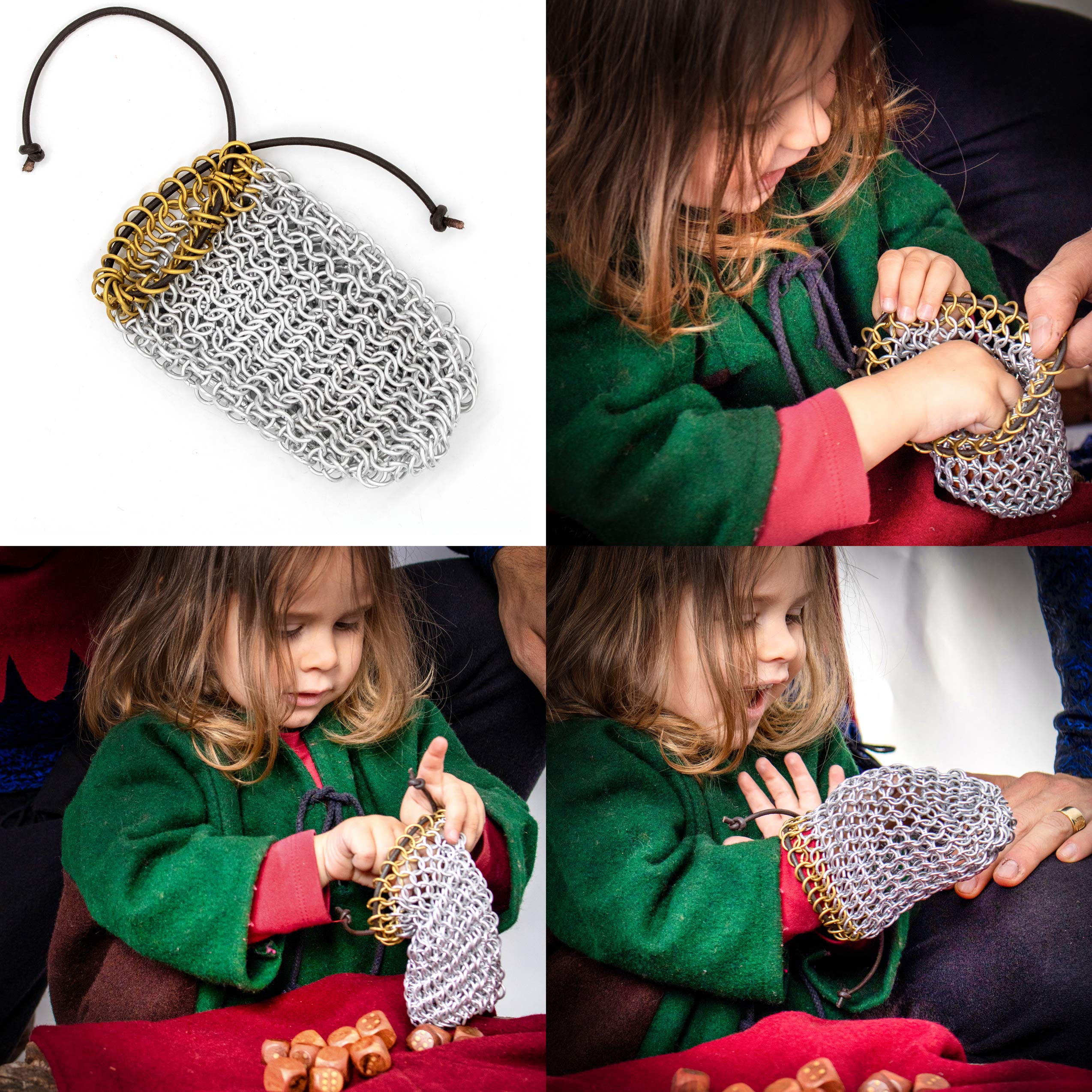Mythrojan Chainmail DnD Dice Bag Drawstring Medieval Role Playing LARP Dice Pouch