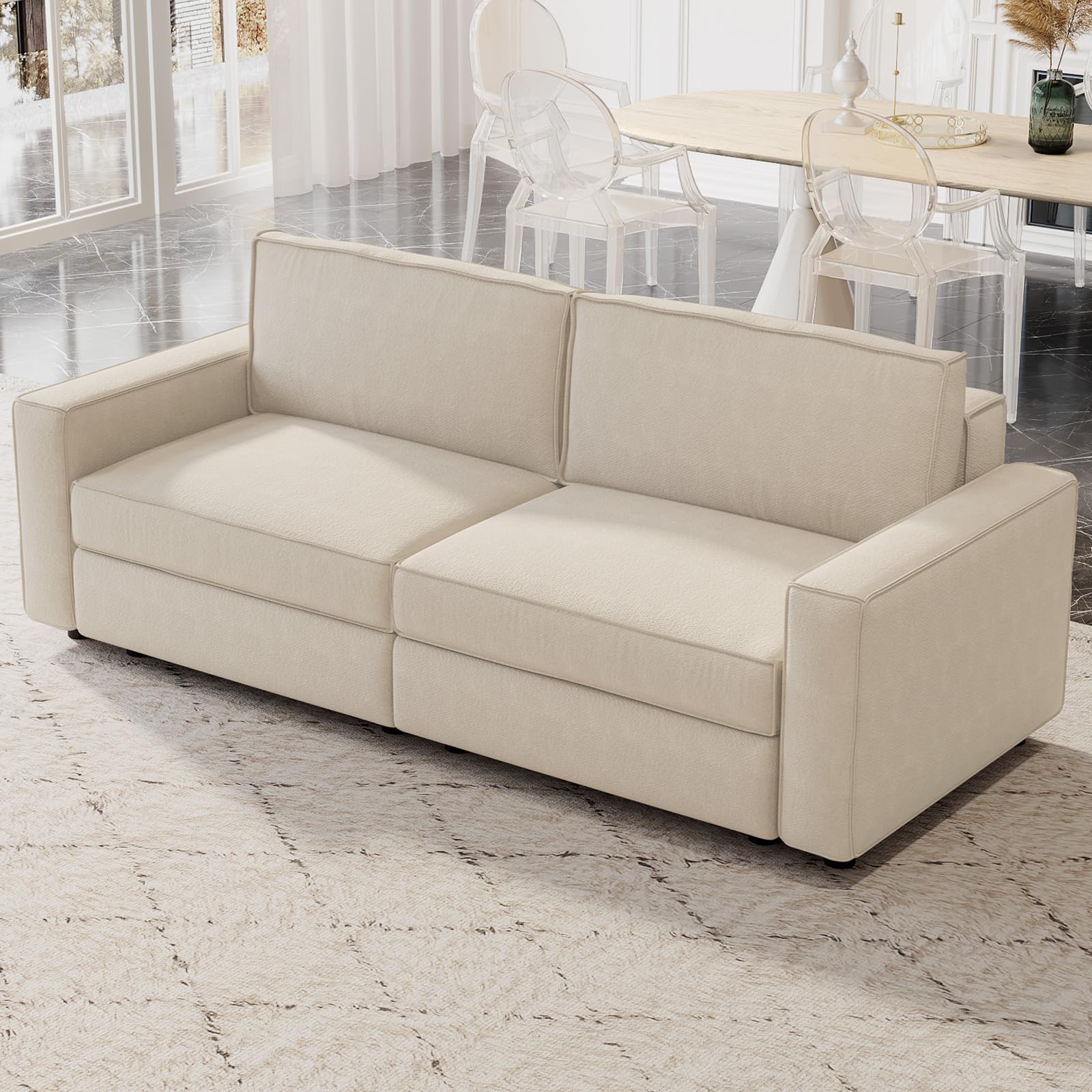 GraceNook 122" Extra Wide Sectional Queen Couch, 4 Seat Green Convertible Sectional Sleeper Sofa, Sturdy Pine Sofa Frame,Lift Up Storage Movable Ottoman, Living Room Sofa Couch with Removable Cushions