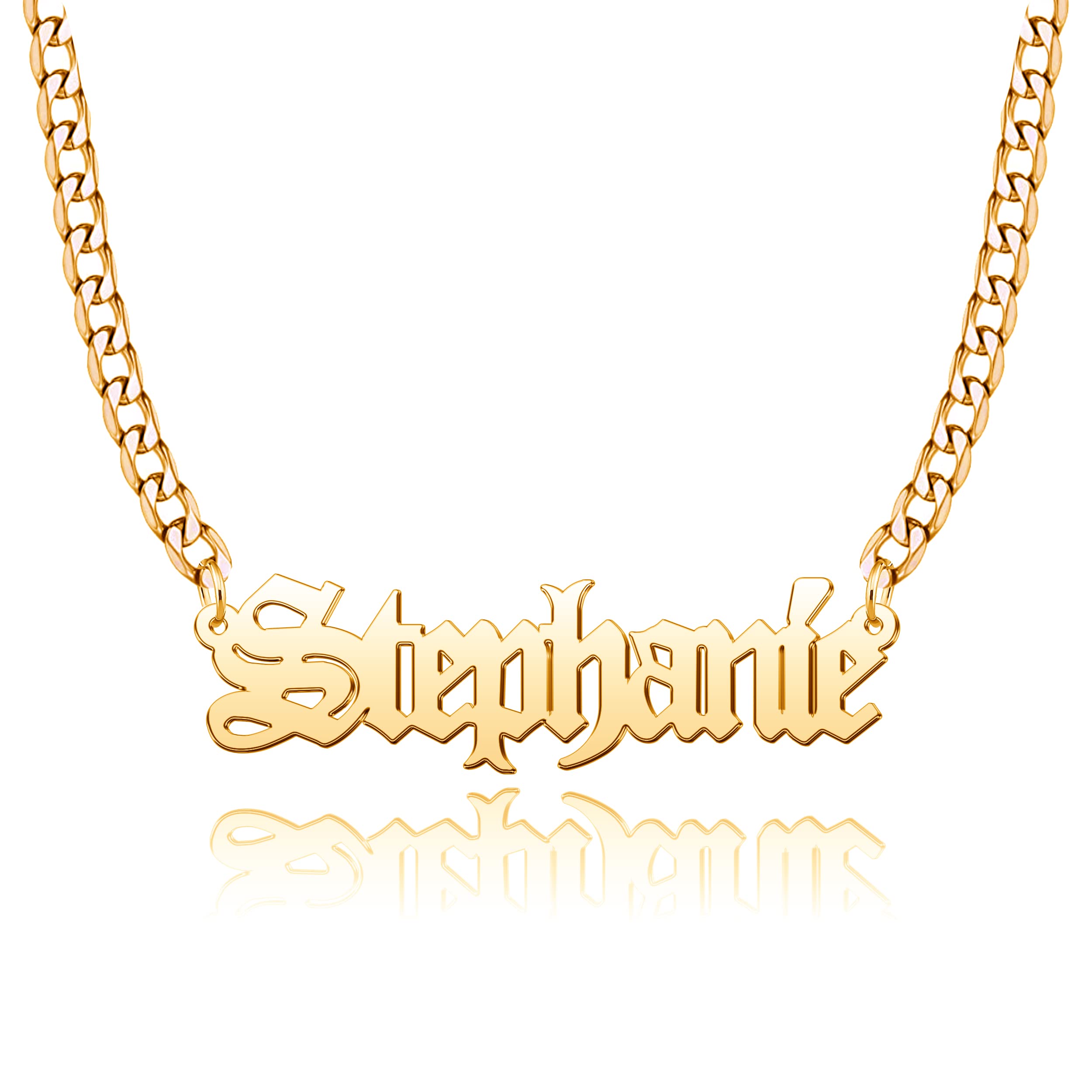 Demijewelry Custom Name Necklace Personalized Gold Name plate Customized s Jewelry Gothic Old English Font Style For Women Men