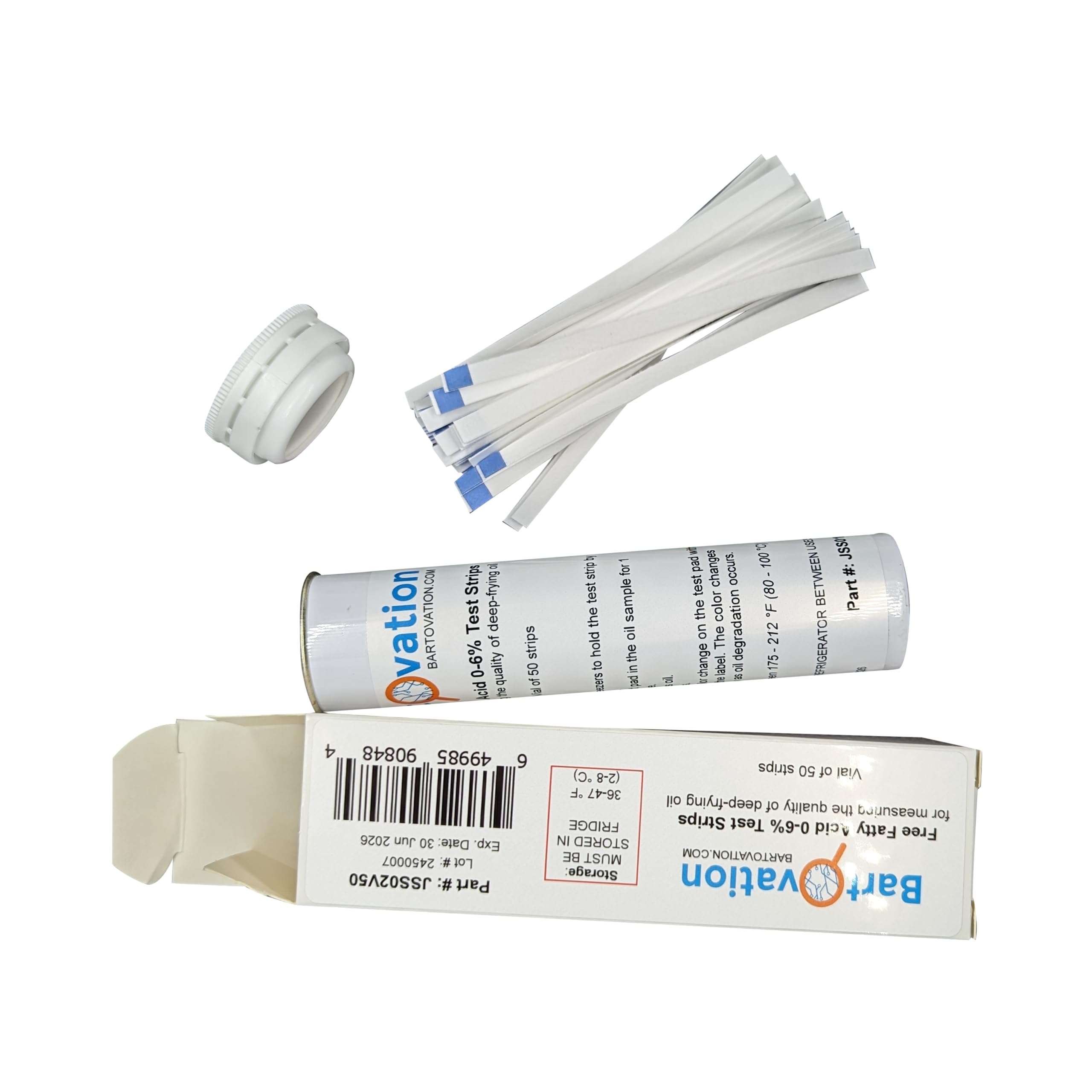 Frying Oil Quality Test Strips, High Range Free Fatty Acid (FFA) 6% [Vial of 50 Test Strips]