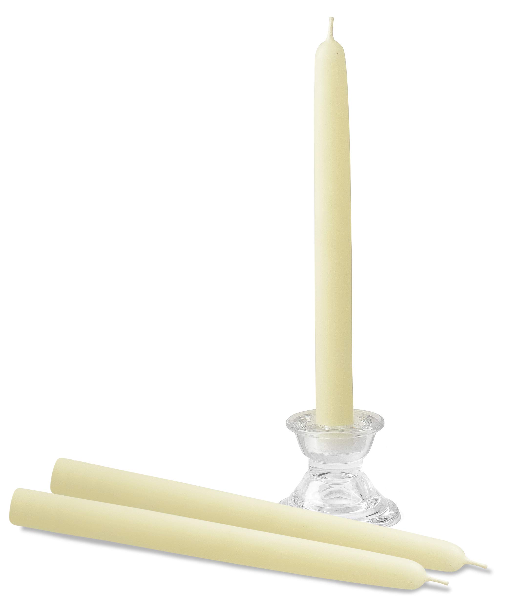 Hyoola 10" Beeswax Taper Candles 12 Pack - Handmade, All Natural, 100% Pure Unscented Bee Wax Candle - Tall, Decorative, White - 10 Hour Burn Time