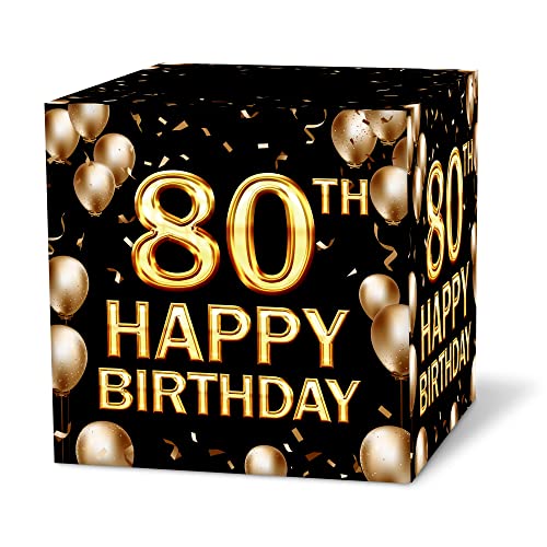 Keydaat 80th Birthday Card Box,Black And Gold Card Box for Birthday Party Decorations ,Party Supplies, Money Box - 1 PC (032 sr)
