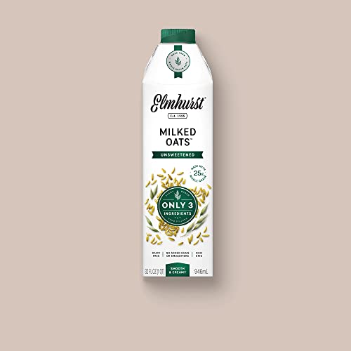 Elmhurst 1925 Milked Oats Unsweetened Oat Milk, 32 Ounce (Pack of 6)