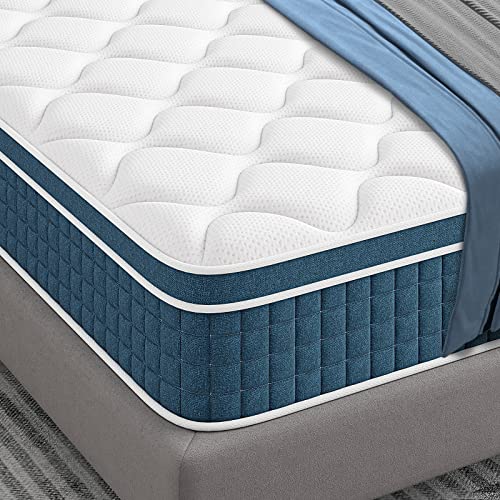 Koorlian California King Mattress-12 Inch Hybrid Innerspring Mattress in a Box,Breathable Memory Foam and Pocket Spring Mattress for Comfort Sleep, Motion Isolation, Mattress-Cal King,CertiPUR-US