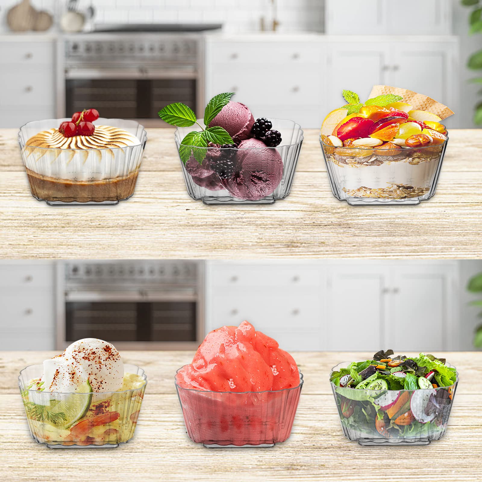 DEAYOU 100 Pack 5 Oz Dessert Cups with Spoons, Small Plastic Mousse Cup Dessert Shooters, Clear Disposable Parfait Appetizer Cup, Mini Reusable Trifle Tumbler Cup for Souffle, Pudding, Party