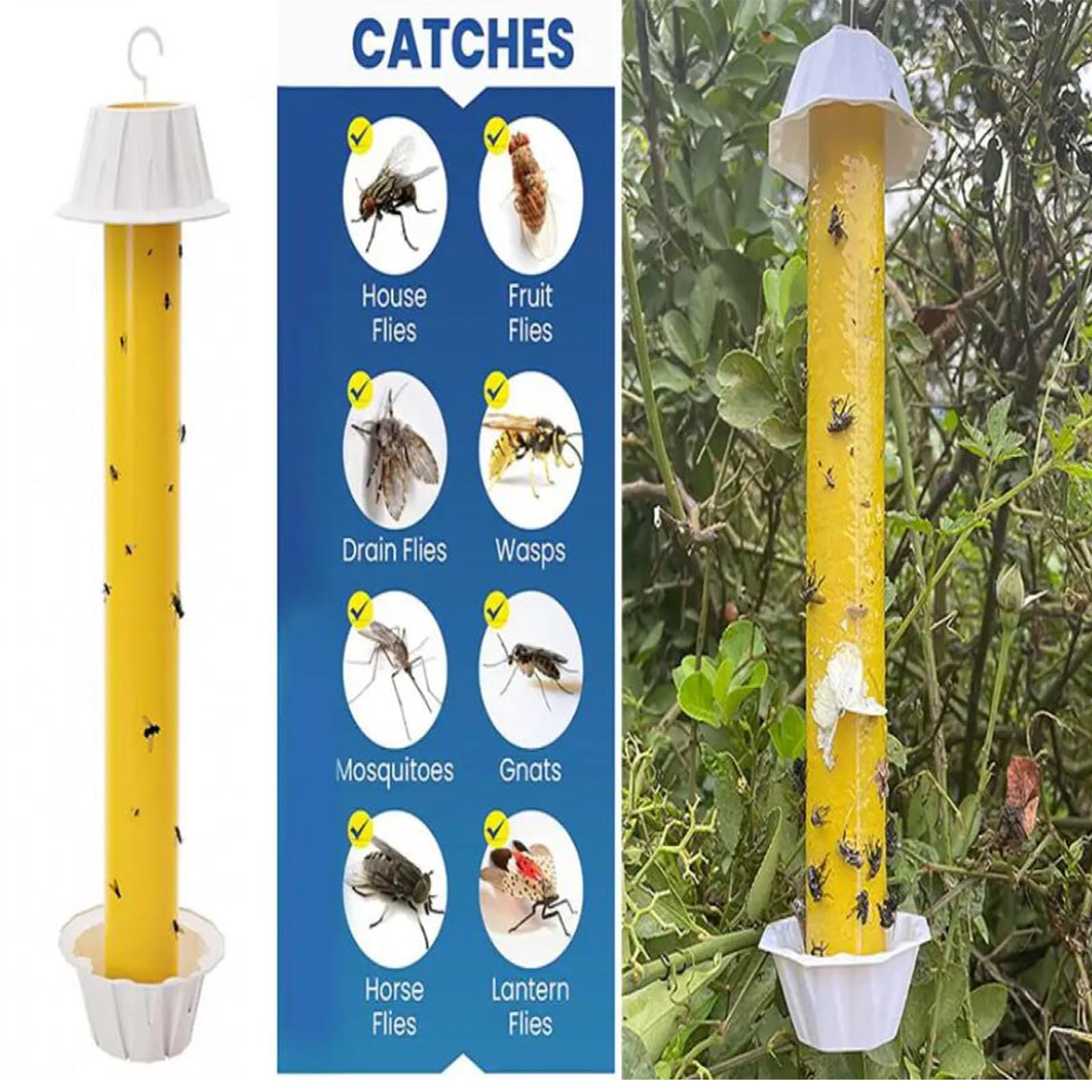Fly Stick Sticky Fly Traps for Indoors and Outdoor Wasp Traps - Effective Pest Control 4 Pack