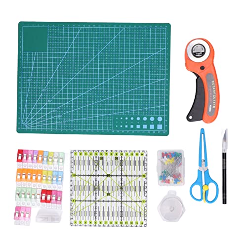 FECAMOS Fabric Cutter Set, Fast Cut Stainless Steel Replaceable Blade Rotary Cutter Set Practical with Carving Knife for Card for Cloth for Cut Paper
