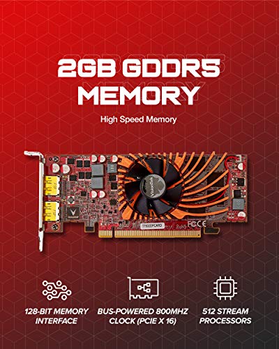 VisionTek Radeon 7750 2GB GDDR5 SFF Graphics Card, 4k 2 DisplayPort 1.2, PCIe, 7.1 Surround Sound, Full-Height Bracket - 900942