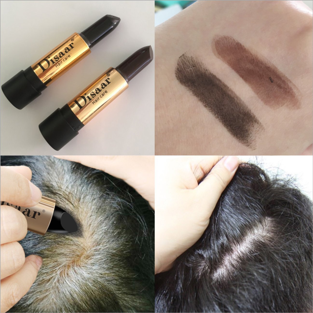 DISAAR Beauty Hair Care Balm Hide White Grizzle Hair Color Lipstick 10g (BLACK)