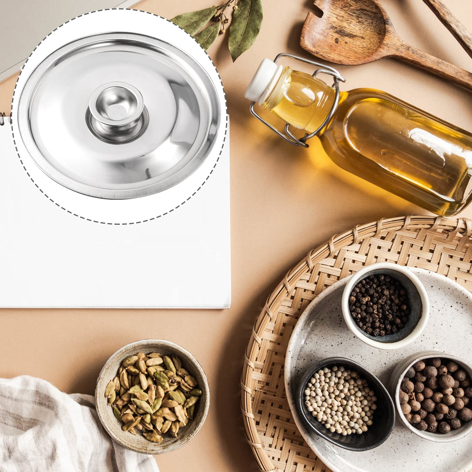 DOITOOL Stainless Steel Cover Bowl- 6.3in Small Universal Lid for Pots- Reusable Mini Pan Lid Bowl Covers with Handle for Pot and Pans
