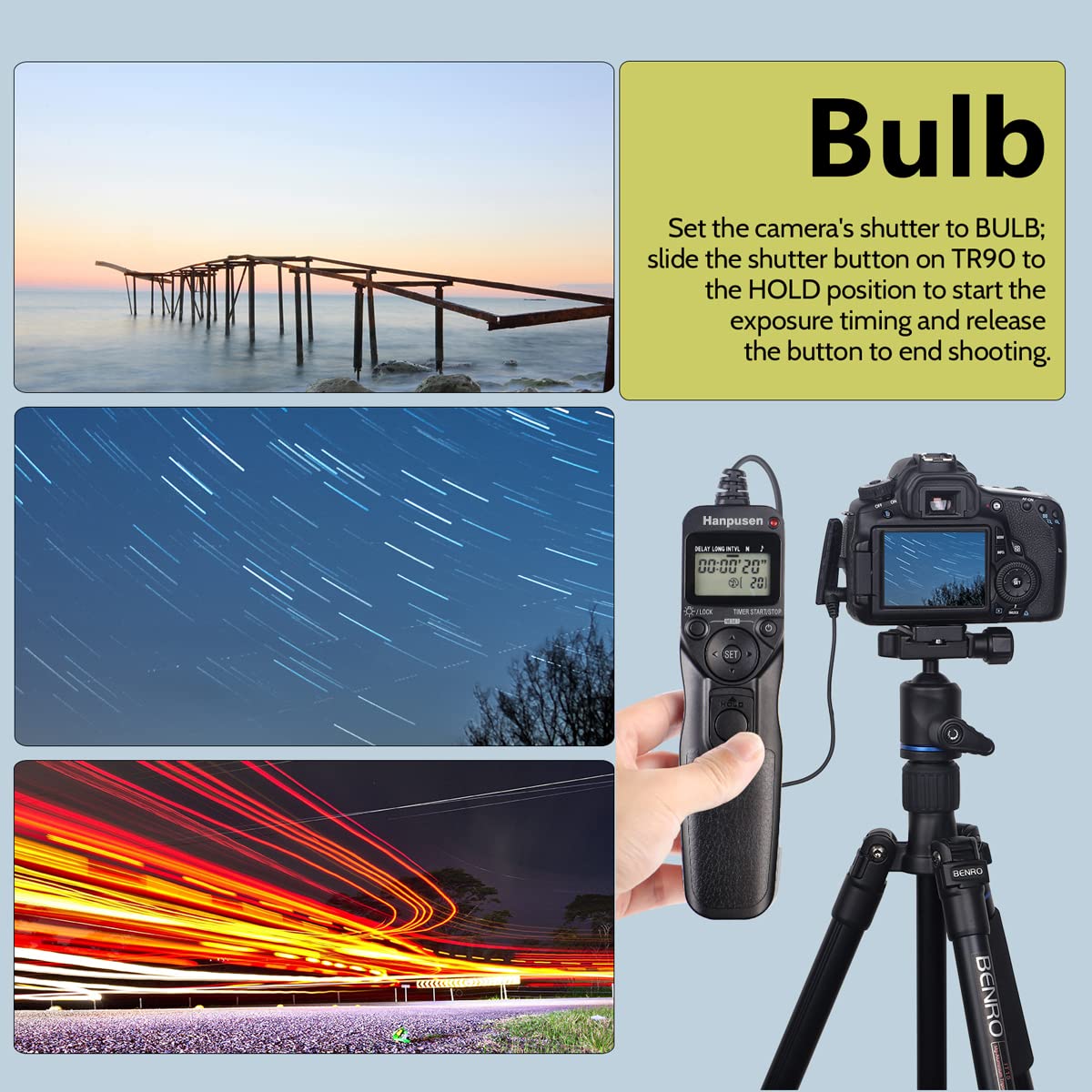 Camera Remote Timer Intervalometer Shutter Release Compatible with Nikon D3, D4, D4s, D5, D6, D850, D810, D800, D700, D500, D300, D200, F6, F100, F5, F90, N90s, D1X, D2H; Replaces Nikon MC-30A
