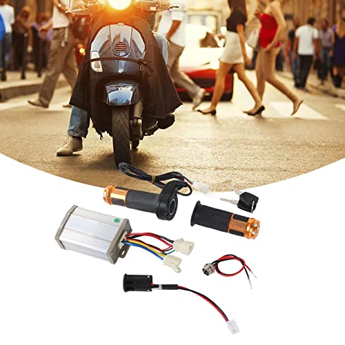 DAUERHAFT Bike Speed Controller Kit, Brushed Controller Kit Sensitive Braking Aluminum Alloy Shell 48V 800W Rubber Throttle Grip Lock for Tricycles