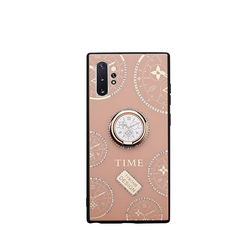 Case for Galaxy Note 10 Plus,Awin Luxurious Original Clock Watch Time Women Girls Soft TPU Shiny Rhinestone Case with Kickstand for Samsung Note 10 Plus/Note 10 Plus 5G 6.8inch (Rose Gold)