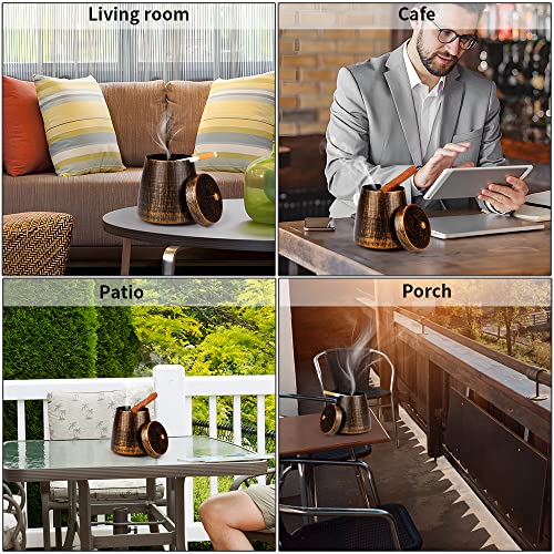 Outdoor Ashtrays for Patio with Lid, Outdoor Ash Tray Sets for Cigarettes Outdoor Stainless Steel Ashtray with Lid for Outside, Ashtray Odorless Windproof Metal Covers Tabletop Iron, Large