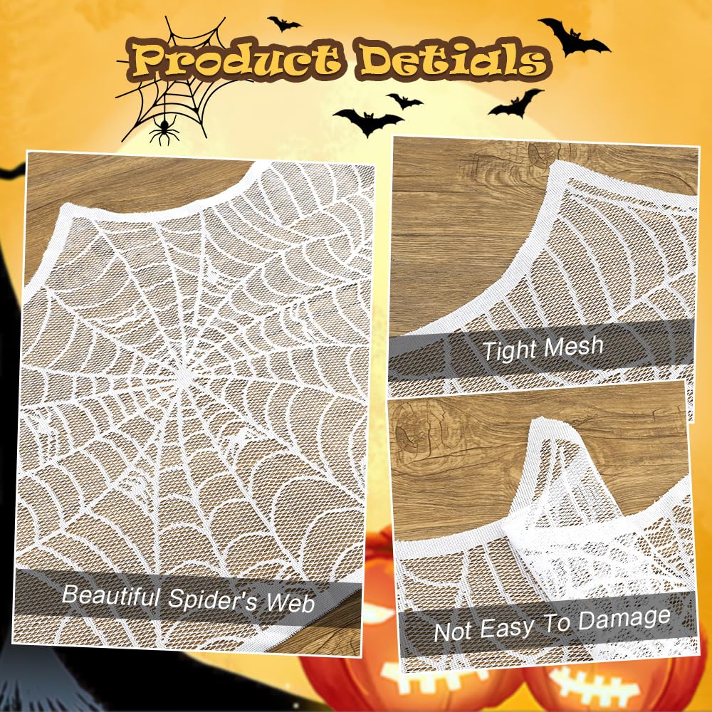 Halloween Decor Indoor White Halloween Fireplace Mantle Decorations Indoor Halloween Decorations White Lace Spiderweb Fireplace Covers Halloween Party Supplies Halloween Party Decorations