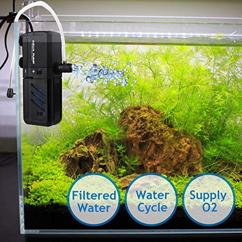 NO.17 Submersible Aquarium Internal Filter 6W, Adjustable Fish Tank Filter with 132 GPH Water Pump for 1-10 Gallon Fish Tank