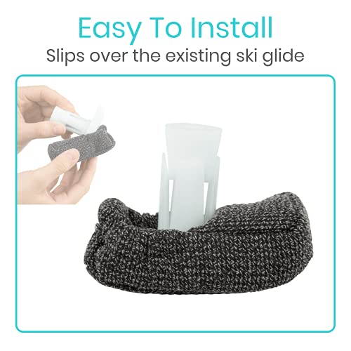 Vive Walker Ski Glide Covers 4 PCS - Heavy Duty Removable Padded Caps - Universal Fit Sock Pad for Indoor and Outdoor Use - Durable Medical Walker Floor Padding - Seniors Rollator Glider Accessories