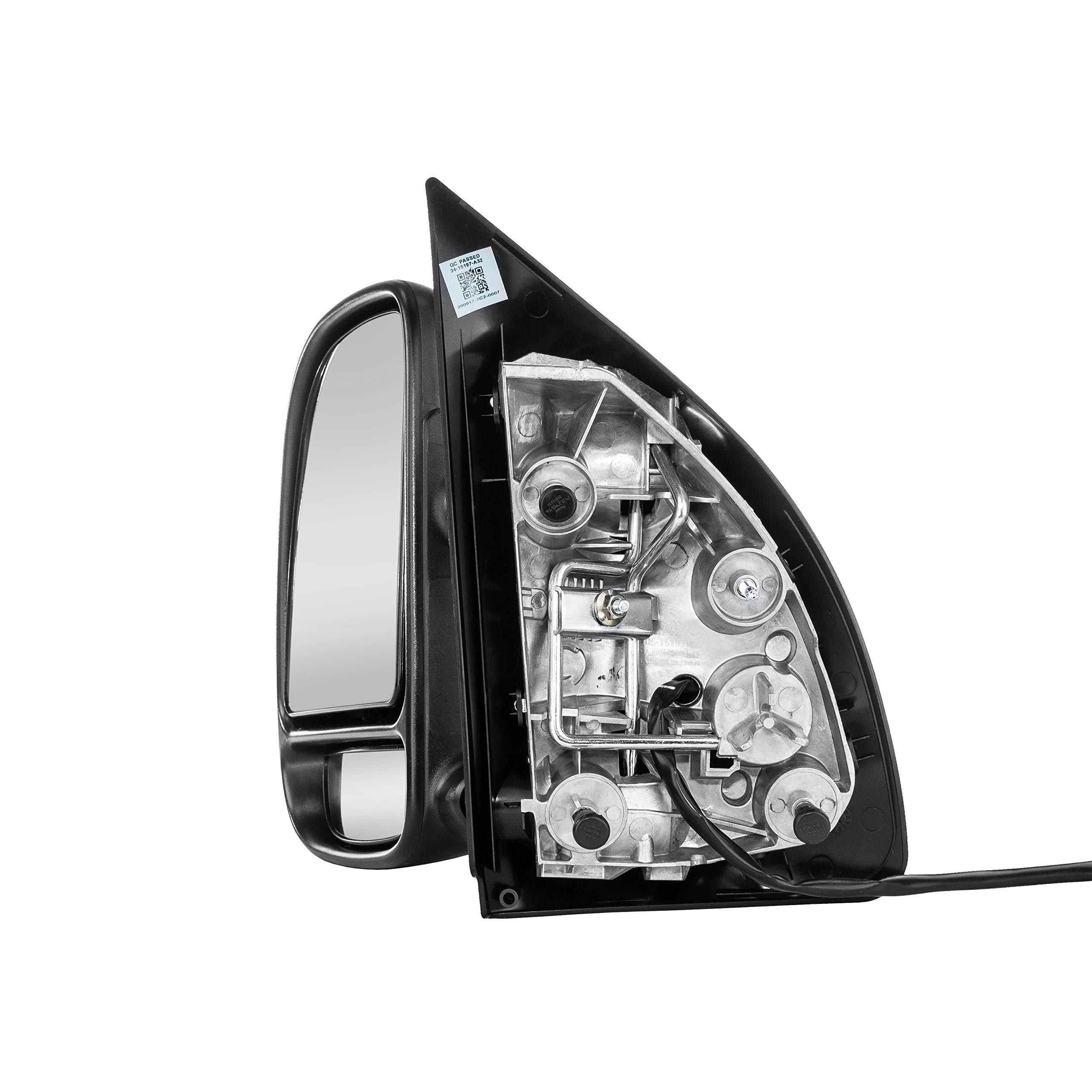 Dependable Direct Passenger Side Towing Mirror for Ford Super Duty F-250, F-350 1999-2003 Textured Non-Heated Power Adjustment Folding Telescopic Right Door Rear View Replacement FO1321196