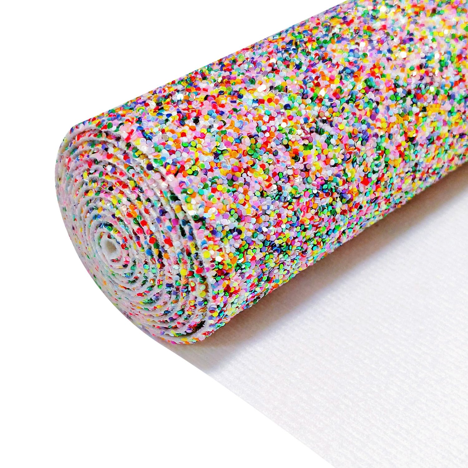 Greatdiy Sparkly Mixed Color Chunky Glitter Faux Leather Roll 12 x 52 inch Shiny Synthetic Leatherette Winter Fabric for Making DIY Bows Crafts (20061#12)