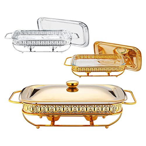 NOGRAX Chafing Dish Buffet Set, Stainless Steel Buffet Servers and Warmers for Party Catering, Complete Chafer Set with Water Pan, Aureate Tray (Color : Aureate)
