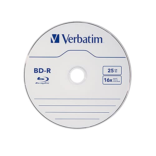 Verbatim BD-R 25GB 16X Blu-ray Recordable Media Disc - Spindle - 97238, Branded, 10 Pack