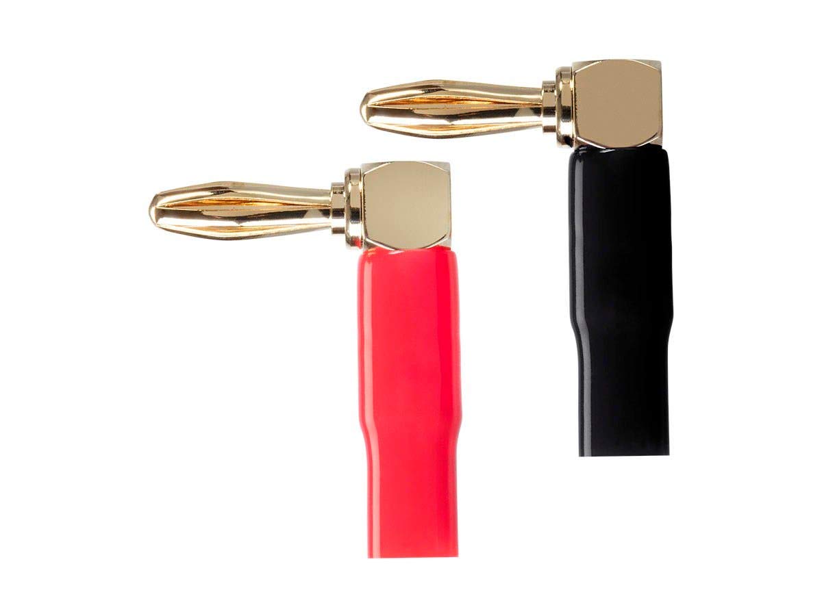 Monoprice 10 Pair Right Angle 24k Gold Plated Banana Speaker Wire Cable Screw Plug Connectors (121915) Black/Red