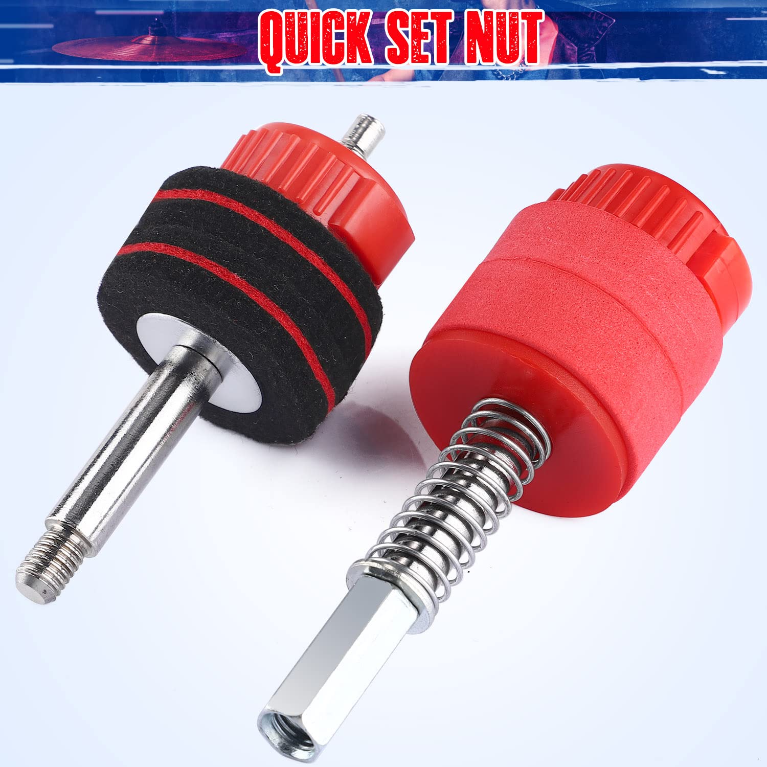 Facmogu Red Hat Stack Cymbal Stacker, Crasher Stacker for Drum Kit Accessories, Double-Braced Hi-Hat Cymbal Clutch for Standard Cymbal Jazz Drum Parts Accessories with Quick Set Nut