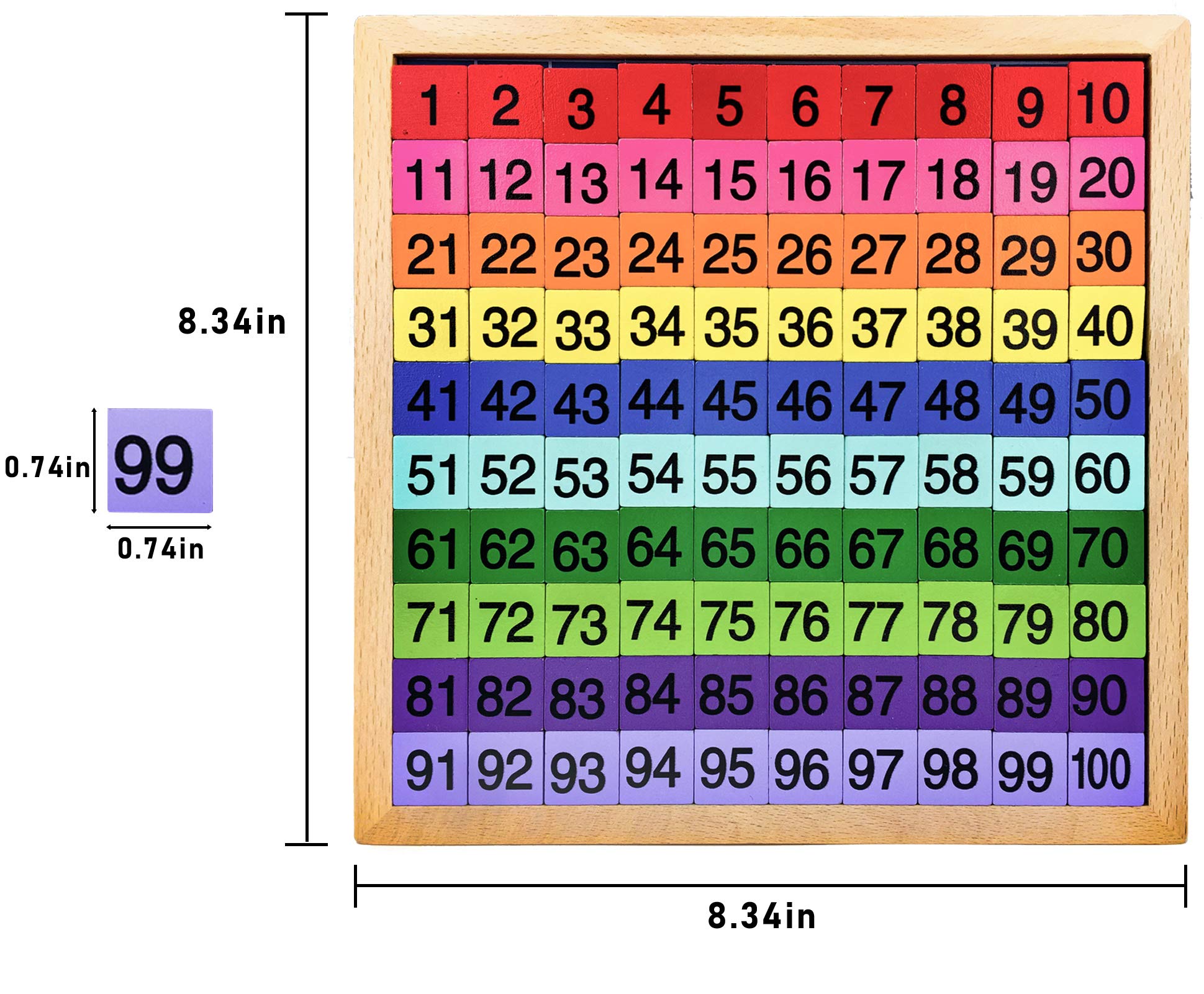 Wooden Hundred Board Toy,100 Digital Board Montessori Math Toy with Storage Bag,Multi-Color Hundred Counting Toys,1-100 Consecutive Numbers Game,Educational&Learning Digital Toy Gift for Kids,Boy,Girl