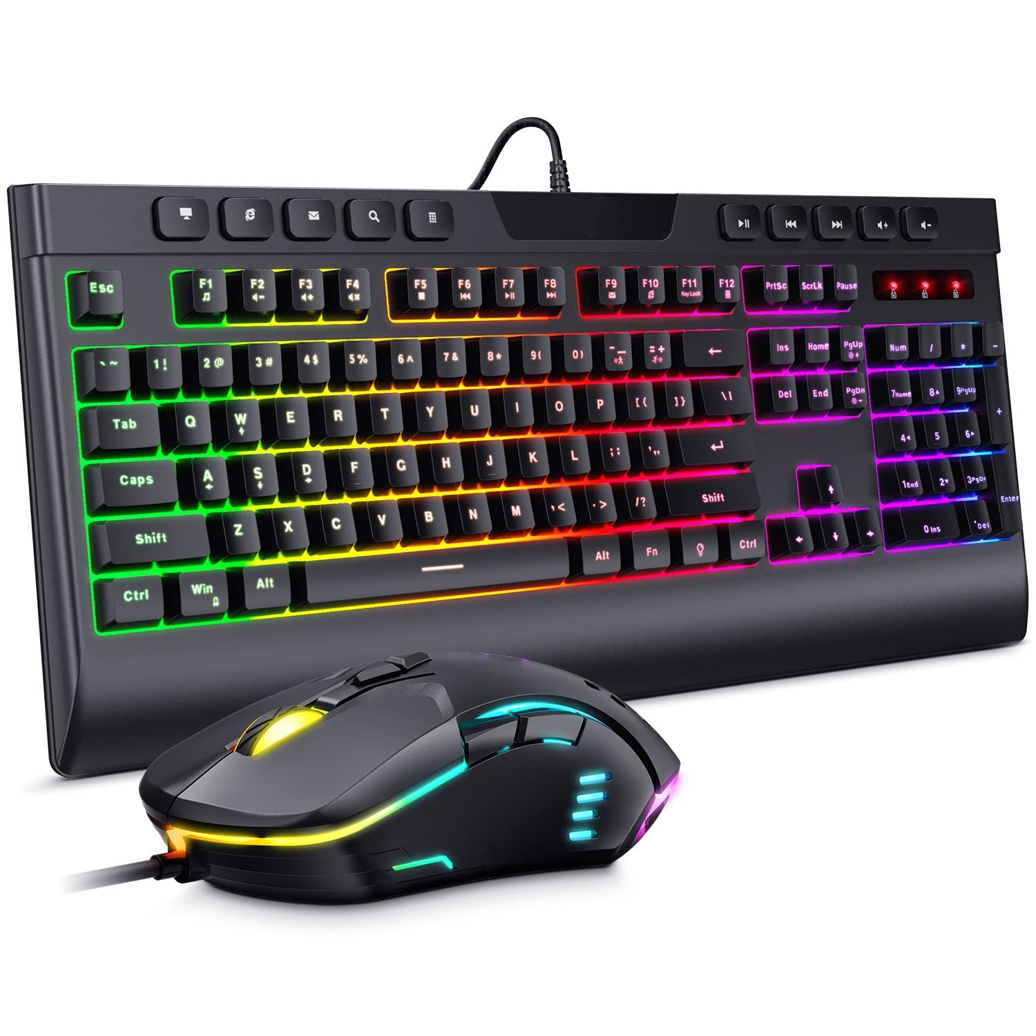 EXHNLE RGB Gaming Keyboard and Mouse Combo, 104 Keys Computer Keyboard and Gaming Mouse, with 104 Key Computer PC Gaming Keyboard for PC/Laptop