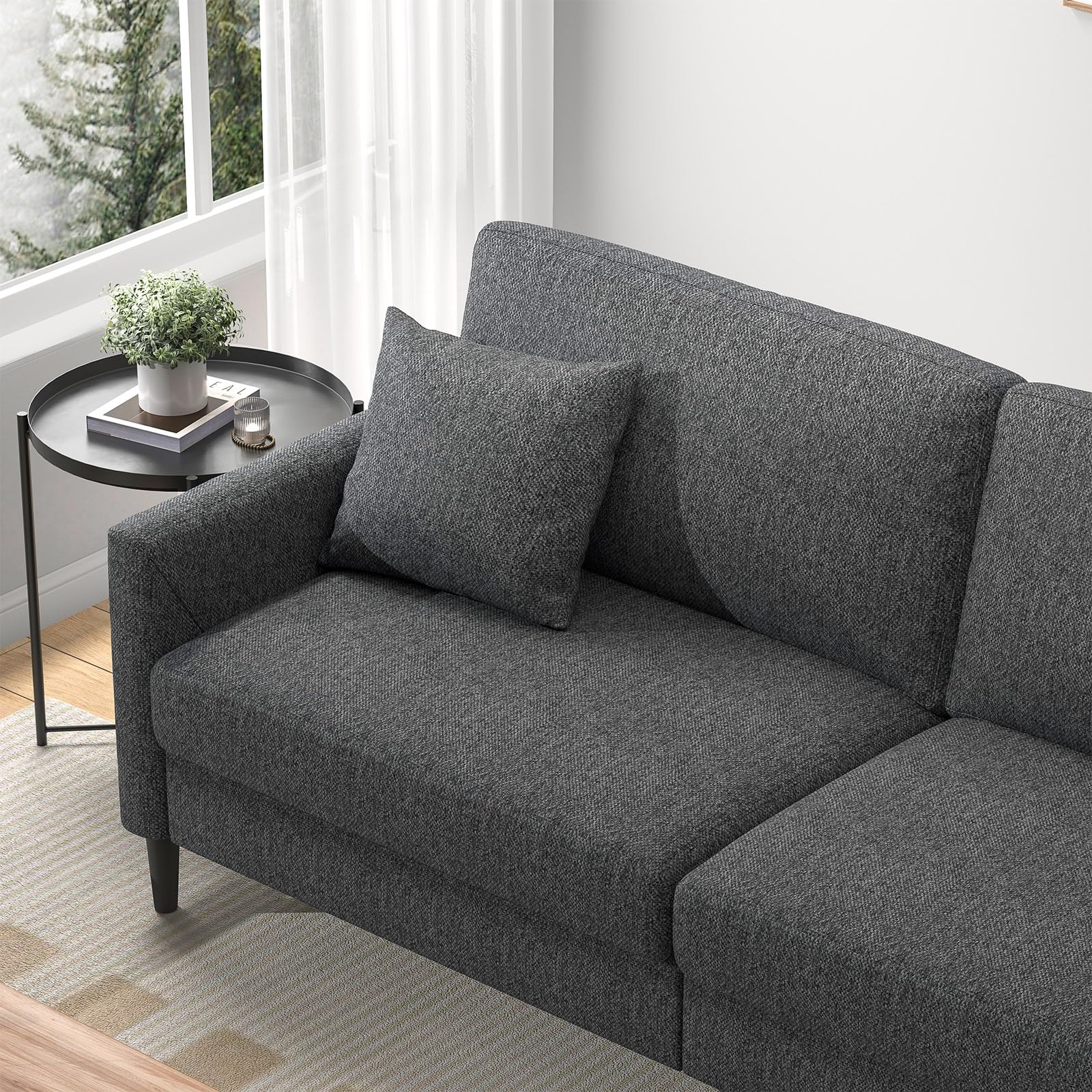 Fadware 73'' Loveseat Sofa, Comfy 2 Seater Couch Love Seat Linen Fabric Sofa Couches for Living Room, Bedroom, Apartment, Grey