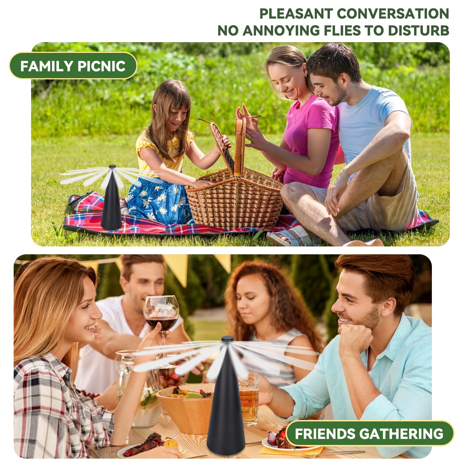 Fly Fans for Tables Fly Repellent for Outdoor Bug Fan Bugs Fly for Indoor Fly Insect Traps Fan Keep Flies and Bugs Zapper Table Patio Fly Fans Deterrent 3Pcs