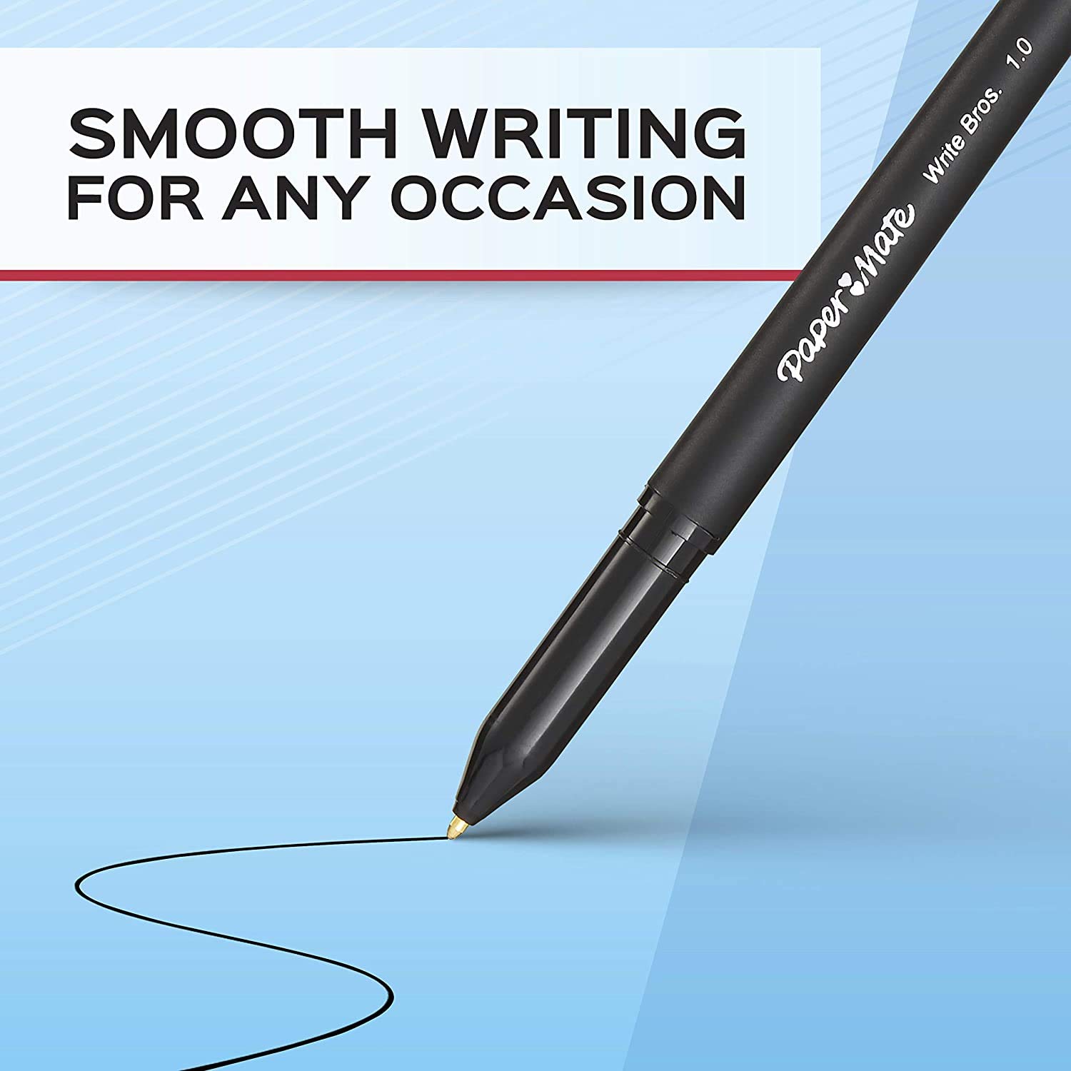 Paper Mate Ballpoint Pens, Write Bros. Black Ink Pens, Medium Point (1.0mm), 60 Count