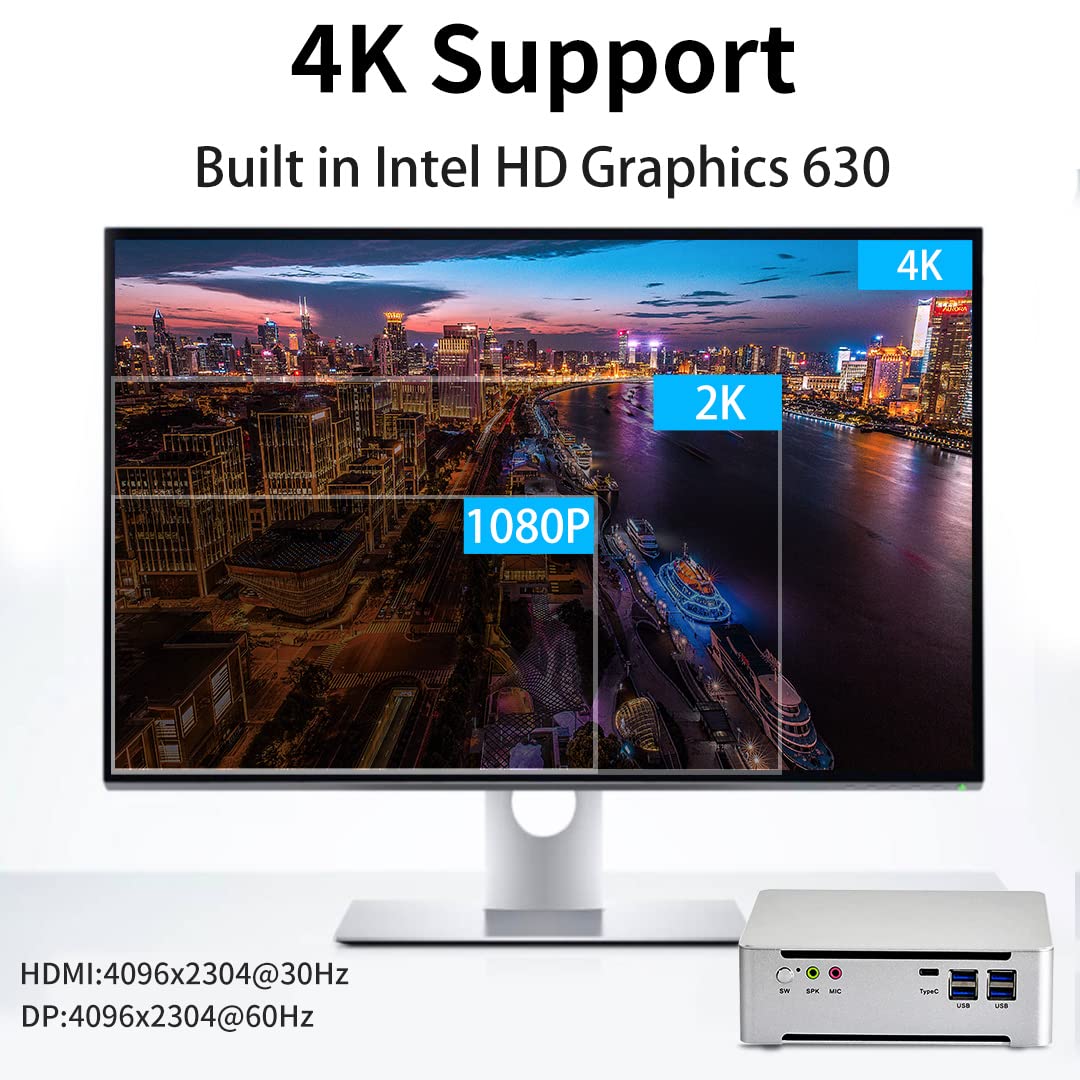 msecore Mini PC with Core i7-7700HQ, 32GB DDR4 RAM, 1T NVME SSD Desktop Computer, 4K@60Hz, HDMI, DP, Dual Monitor Capable, Wi-Fi, Bluetooth, Windows 11 Pro