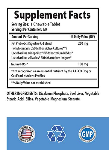 I LOVE MY PETS LLC cat probiotic Treats - CAT Digestive AID - Healthy PROBIOTICS - Chews - cat acidophilus - 60 Treats (1 Bottle)
