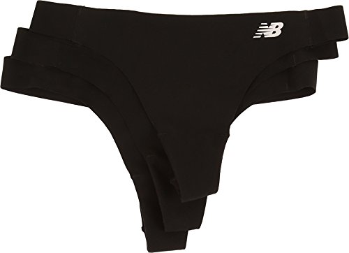New Balance Women's Laser Thong Panties (3 Pack), Black, Medium