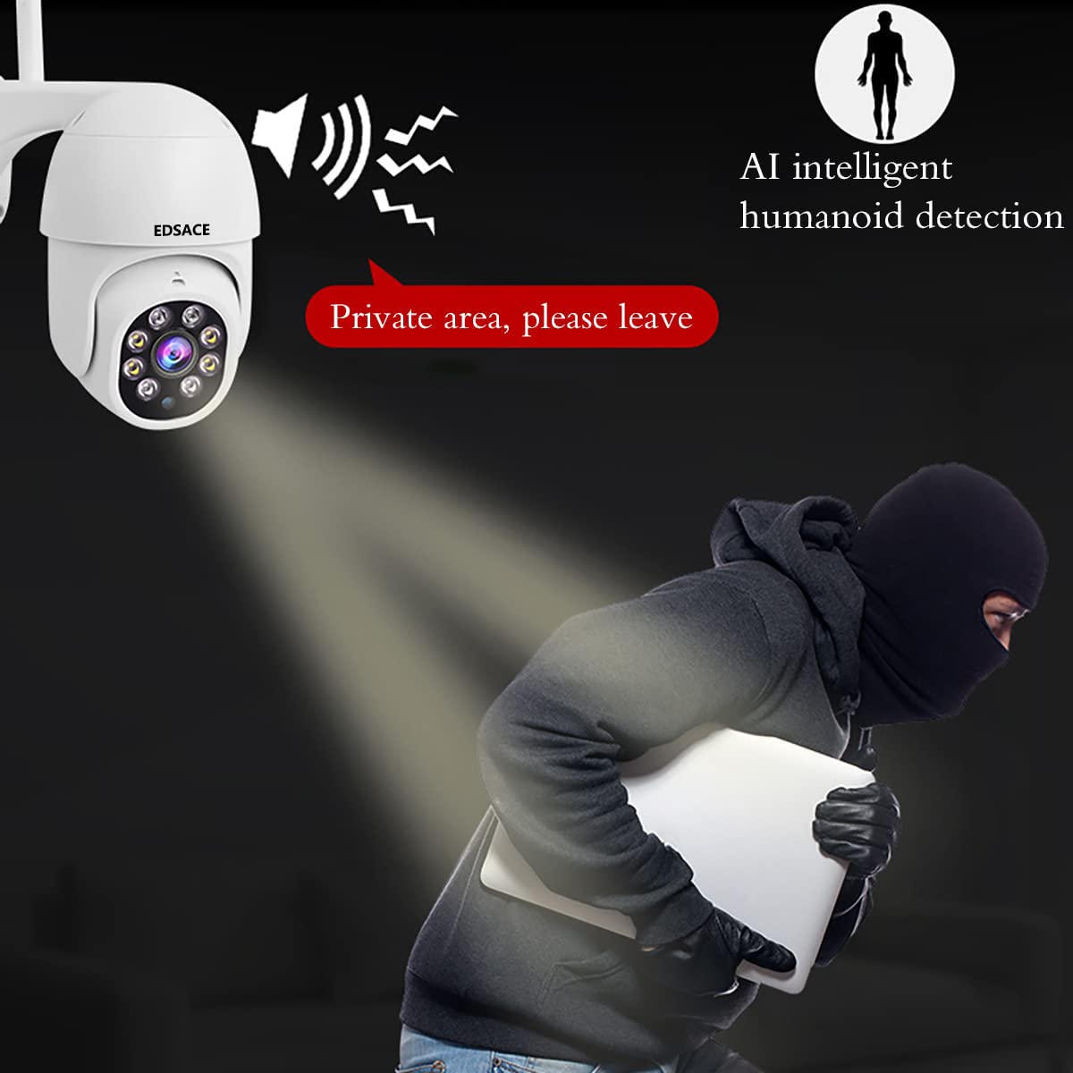 EDSACE Dome Cameras 5G Outdoor Wireless Security Camera with Two Way Audio, Continuous Recording, 24/7 Monitoring, IP Camera for Home Security