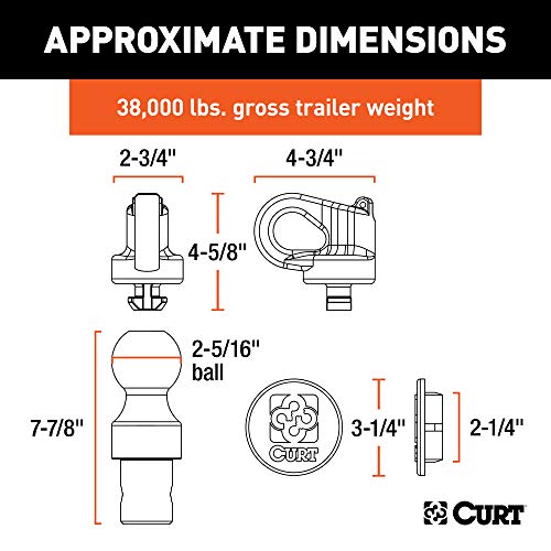 CURT 60639 Puck System Gooseneck Hitch Kit, Fits Select Chevy, Ford, GMC, Nissan Trucks, 38,000 lbs. GTW, 2-5/16-Inch Ball, Pucks Required