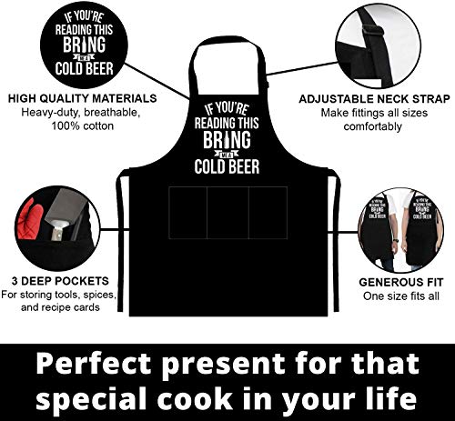 NewEleven Aprons For Men With Pockets - Birthday Gifts For Men, Dad, Husband, Grandpa, Uncle, Brother - Funny Apron For Dad, Husband, Grandpa, Uncle, Boyfriend - Cooking apron, Bbq apron, Grill Apron