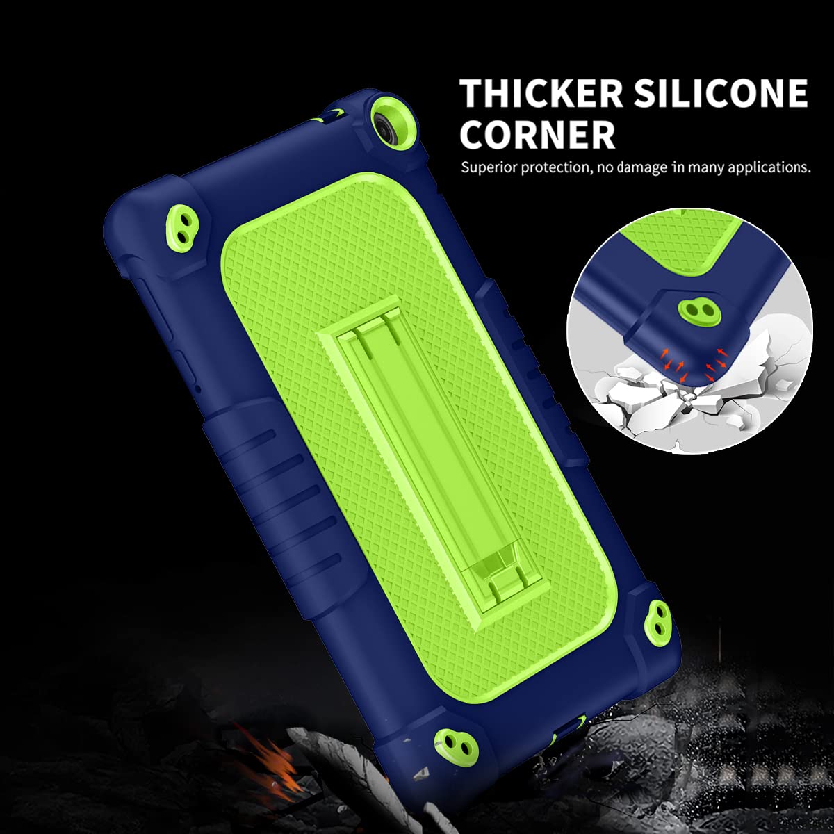 FIEWESEY Case for Walmart Onn 8 Inch Gen 3 2022(Model:100071483) Tablet,Shockproof Kids Friendly Rugged Cover with Shoulder Strap & Stand Case for Walmart Onn 8 Inch Gen 3 2022 Tablet (Navy/Green)