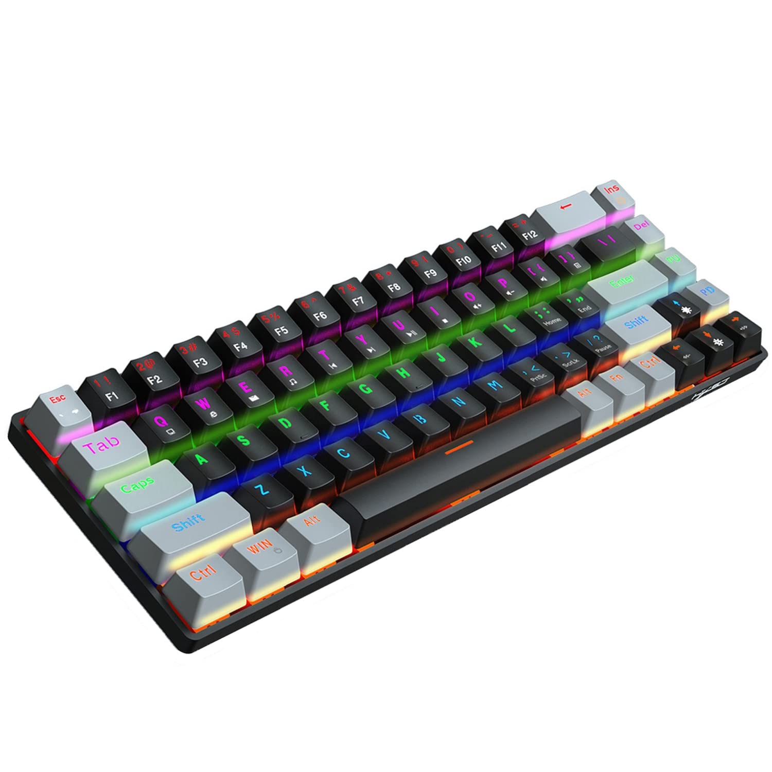 EXHNLE Wired 68 Keys Membrane Keyboard, RGB Backlit Ultra-Compact Layout Keyboard, with 68 Key Computer PC Gaming Keyboard for PC/Laptop (Color : Black)